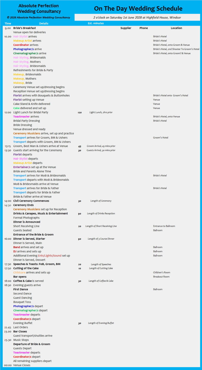Wedding Day Timeline | Ultimate On-the-Day Wedding Schedule
